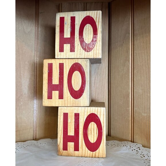 Unknown | Holiday | Vintage Handcrafted Wooden Santa Blocks Ho Ho Ho ...